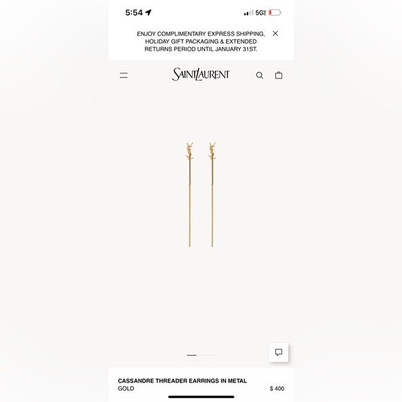 Yves Saint Laurent | Jewelry | Ysl Cassandre Threader Earrings In Metal ...